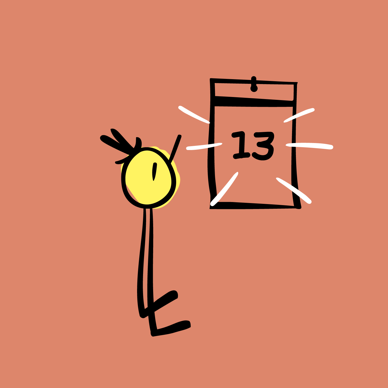 Vector character looking at a calendar with the number 13 · atipo ...