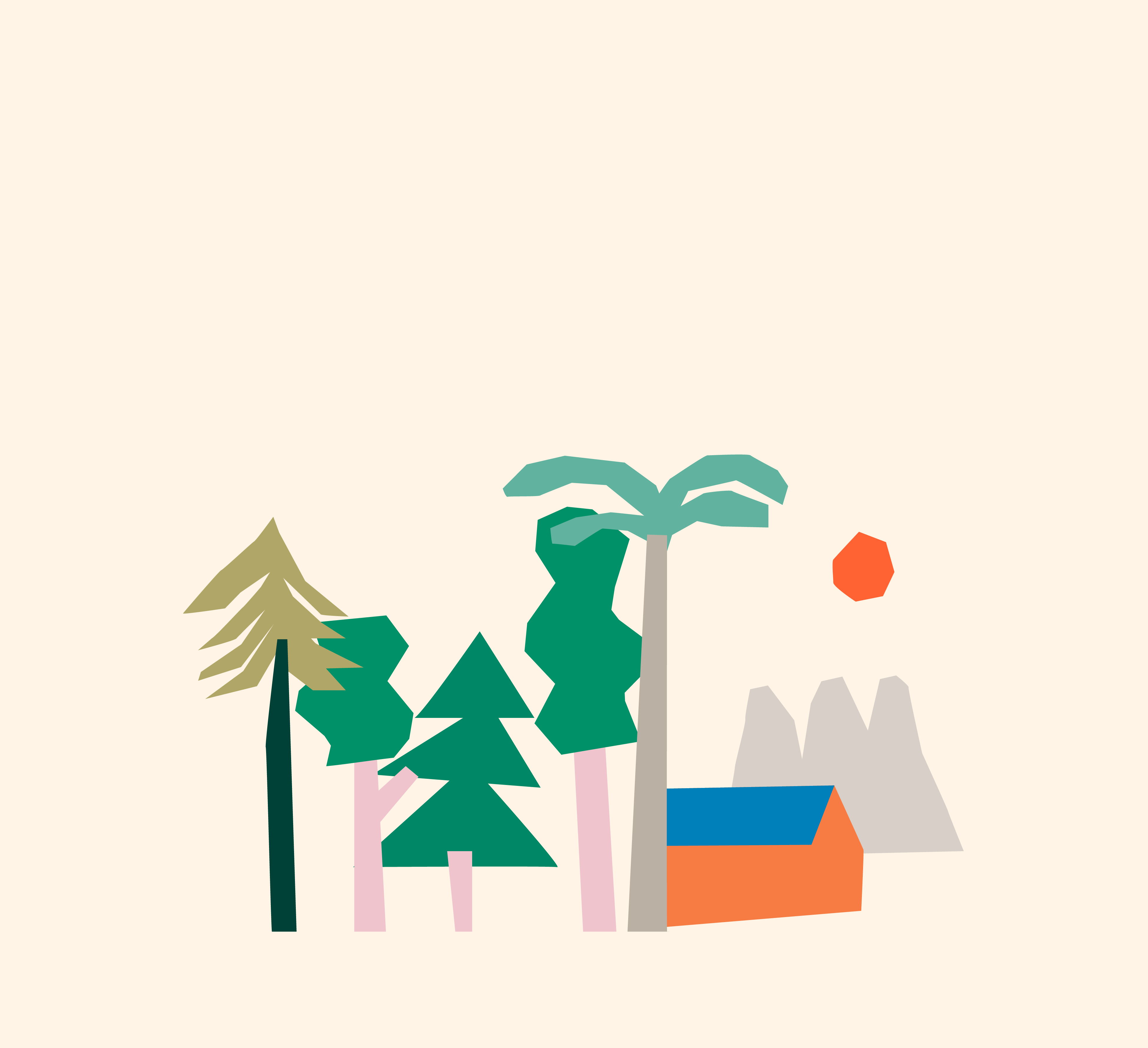 Illustration of a House Among Trees · atipo illustrations