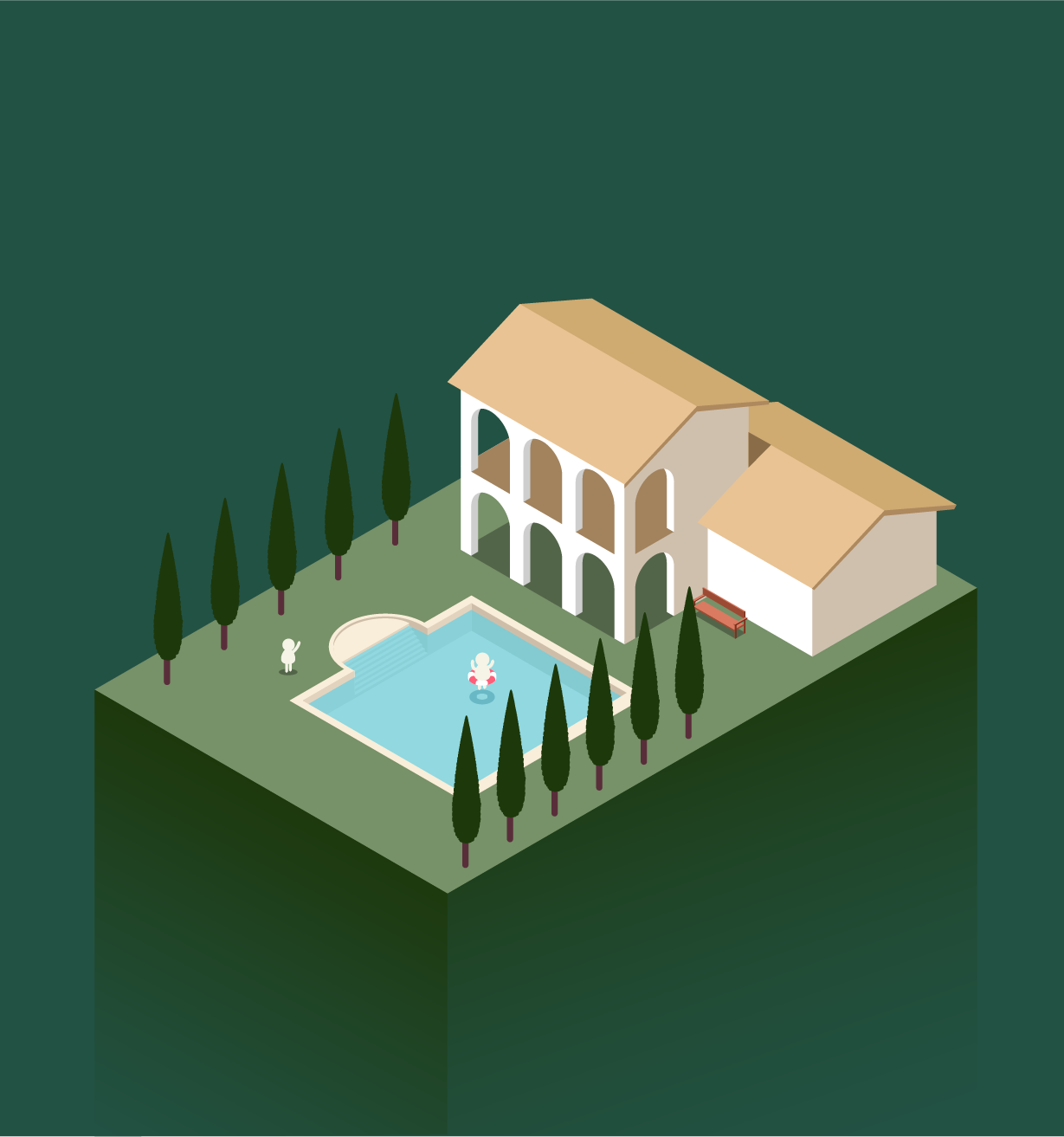 Isometric Vector Illustration of a Luxurious Home Oasis: A Poolside ...