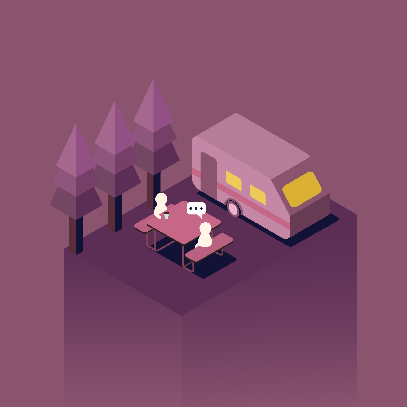 Isometric Vector Illustration of Two Individuals Conversing at a ...