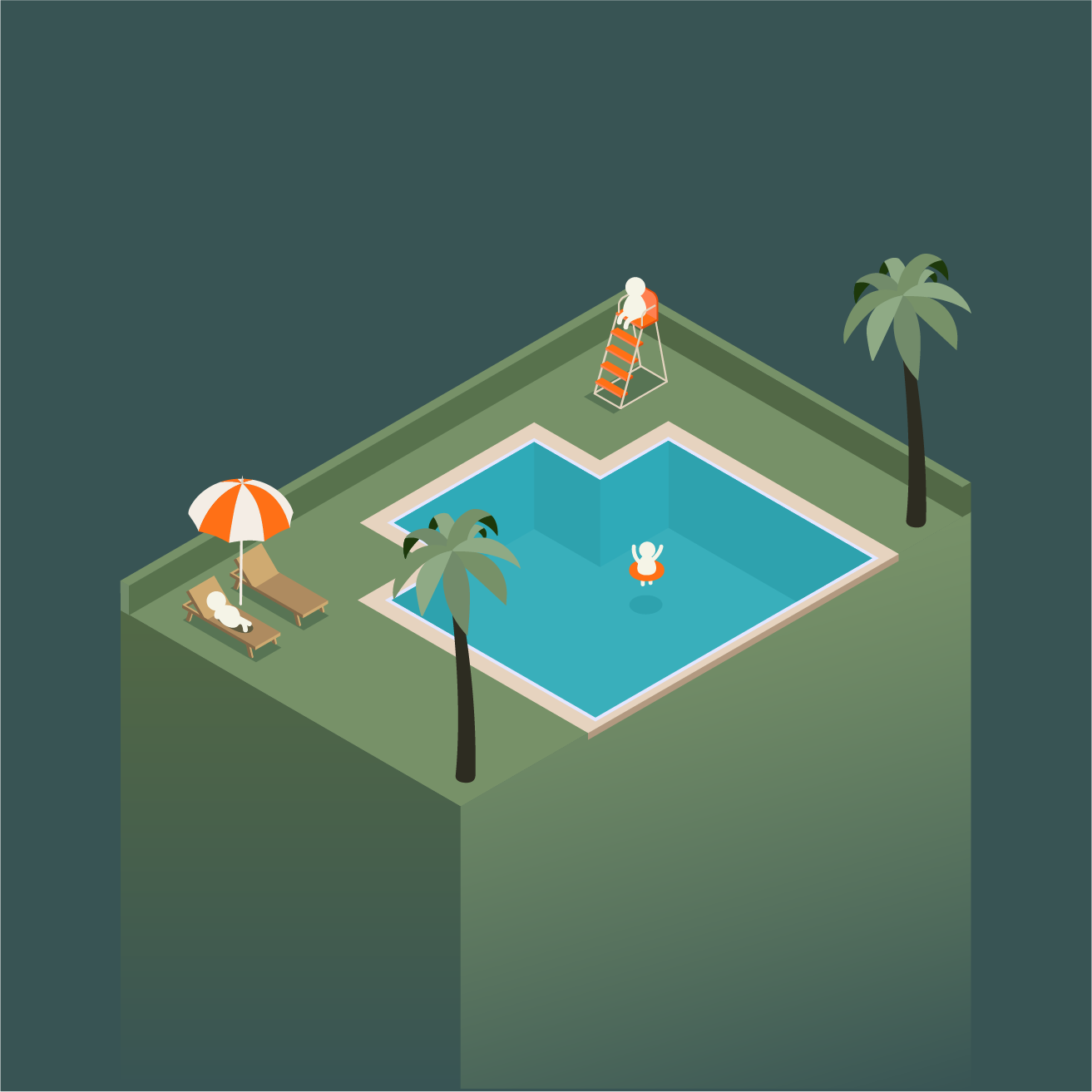 isometric Vector Illustration of Three People Chatting on Benches ...